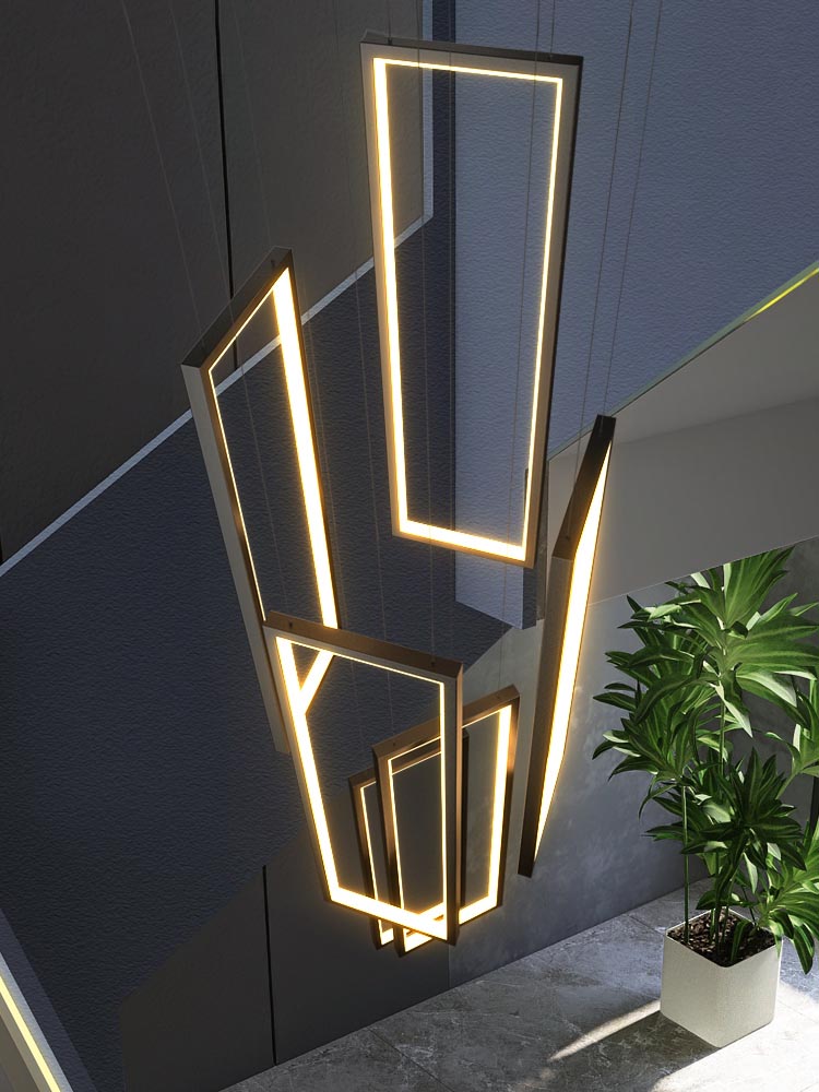 Modern Minimalist Rectangular Led Staircase Chandelier – FavorShopping