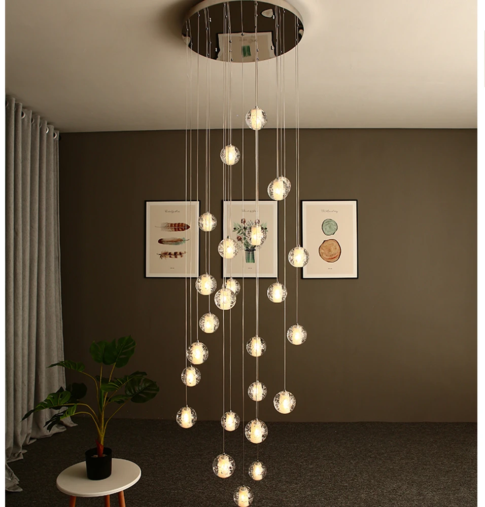 Spiral Multi-Light Crystal Bubble Chandelier For Large & Small House L ...
