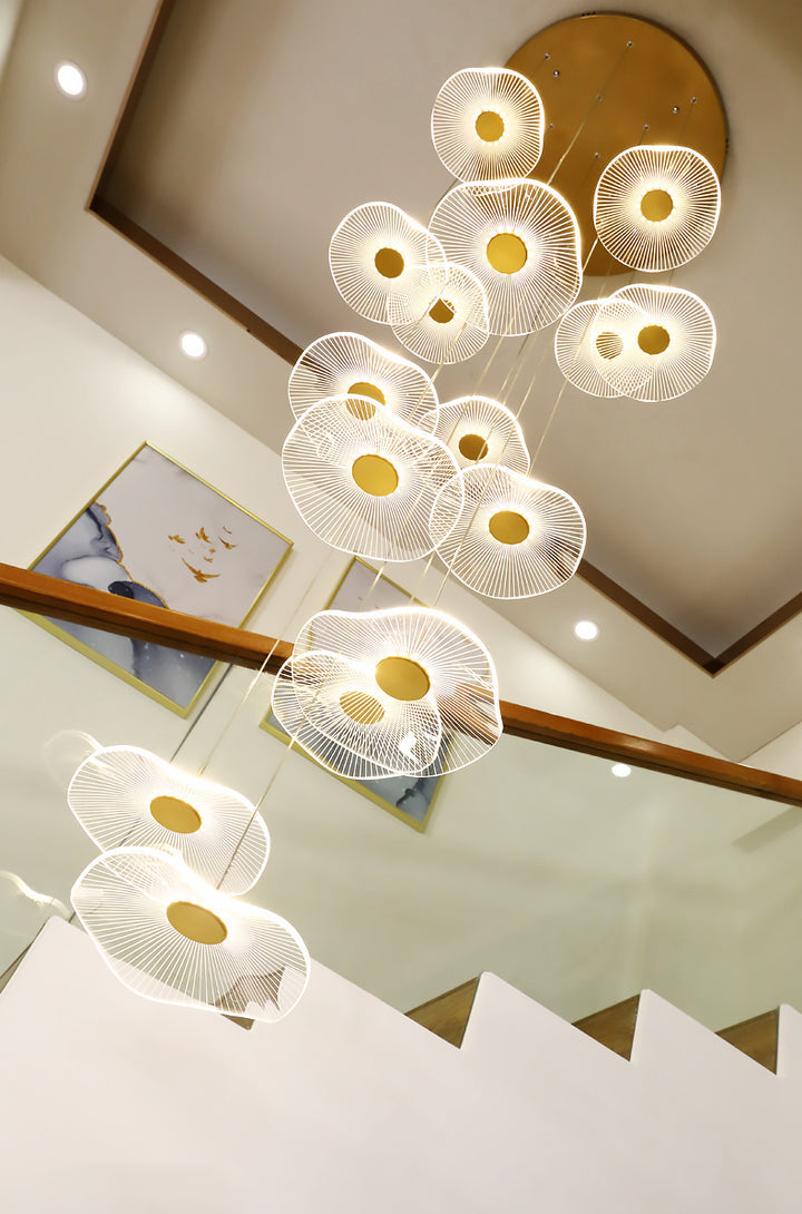 Modern Round Tiered Foyer Gold Chandelier 6 Lights For Entryway in ...